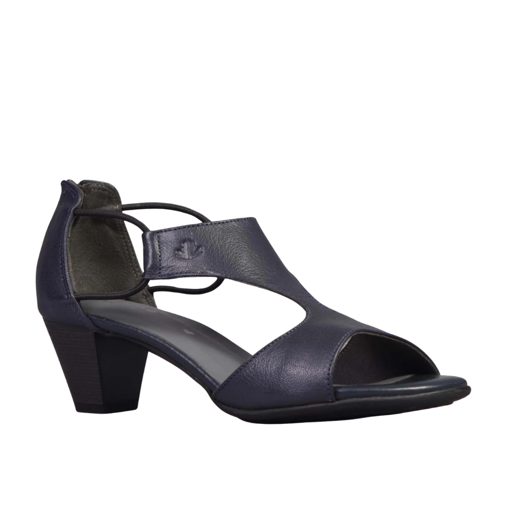 Froggie 11645 3307 Navy Ladies Leather T-Bar Sandal - ChicShoetique