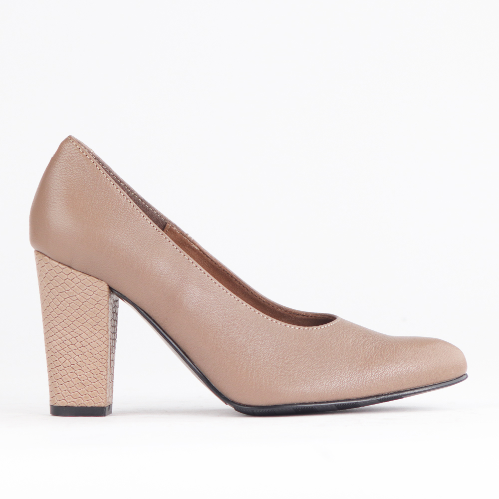 Froggie 12625 3579 Stone Genuine Leather Pointed Court Shoes with Block ...